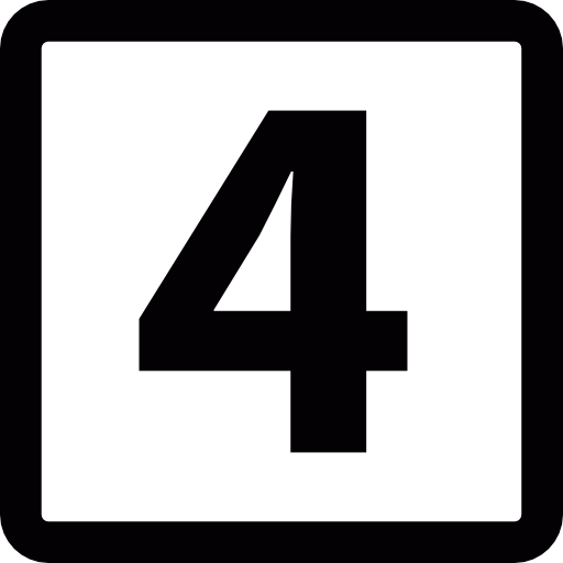 number, fourth, Four, signs icon