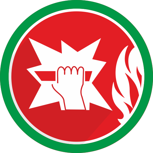 fire, Break, glass, danger icon