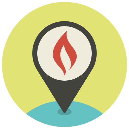 Map, Gps, fire, pin, Pointer, location, navigation icon