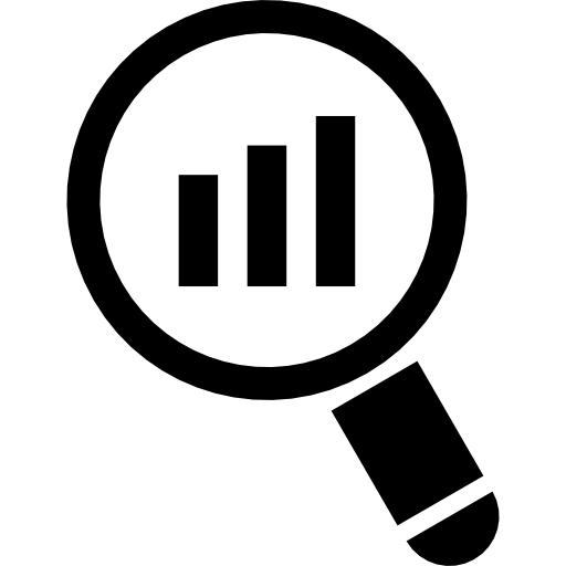 magnifying glass, Business, Bars, Bar Graph, Bar, Magnifying Lens icon