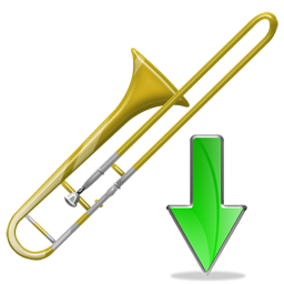 Trombone, Down, fall, descending, download, instrument, Decrease, Descend icon