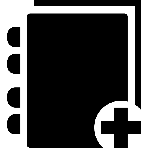 Add, symbol, Notes, Notebook, interface, Miu Icons, tool, Black, button ...
