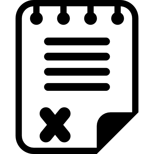 Note, failure, exam, work, document, failed, education icon