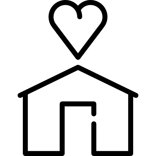 Home, love, real estate, house, Heart, buildings icon