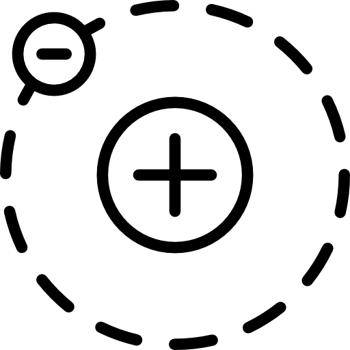 positive, science, physics, symbol, shapes, Atom, Negative icon