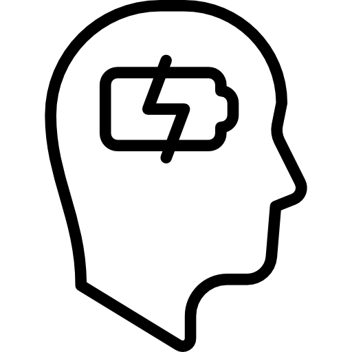people, charging, Battery, Brain, mind, head icon
