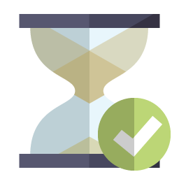 checkmark, Hourglass icon