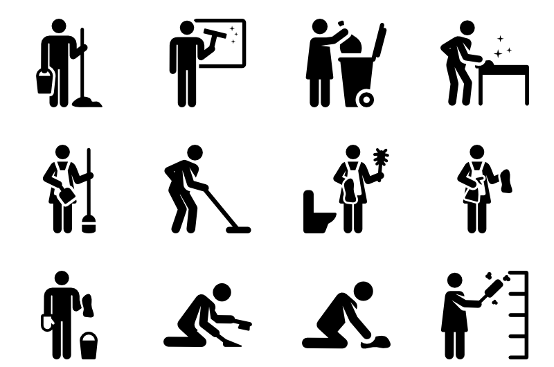 Flat House cleaning pictograms Icon