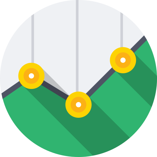 chart, graph, table, rounded, points icon
